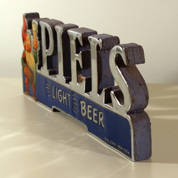 Piels Light Beer Die-Cut "Shelf Talker" Sign at Breweriana.com