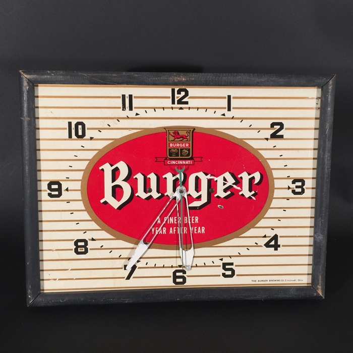 Burger Year After Year Clock at Breweriana.com