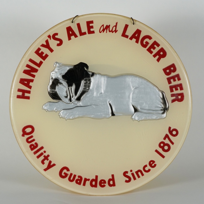 Hanley's Ale Lager Beer Bulldog Sign at Breweriana.com