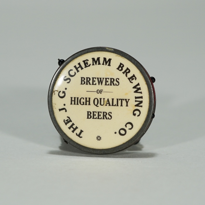 J.G. Schemm Brewing Celluloid Needle Thimble at Breweriana.com