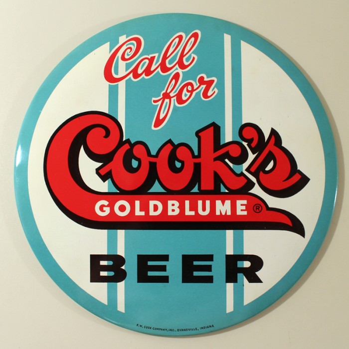 Cook's Goldblume Beer TOC Button Sign at Breweriana.com