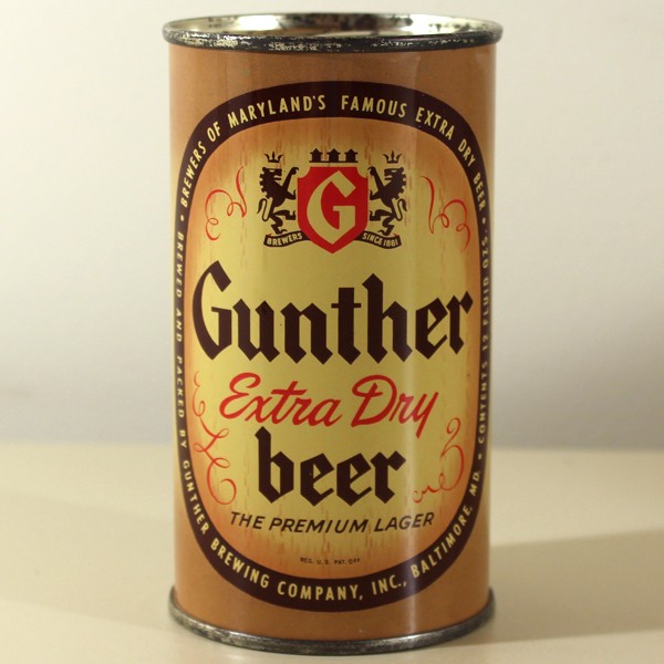 Gunther Extra Dry Beer 078-25 at Breweriana.com
