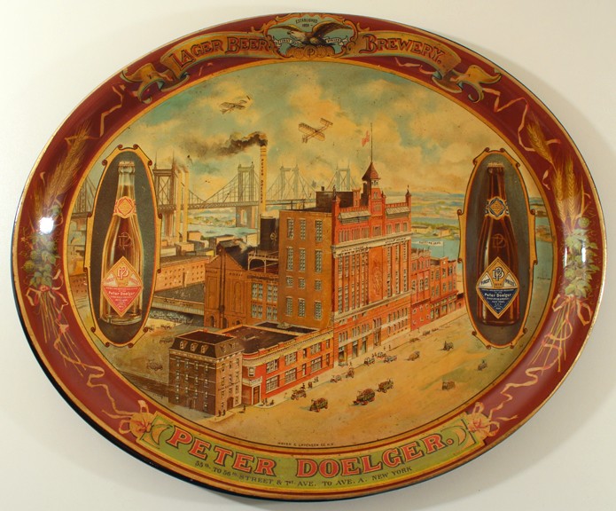 Peter Doelger Lager Beer Brewery - Factory/Bottles Oval Tray at ...