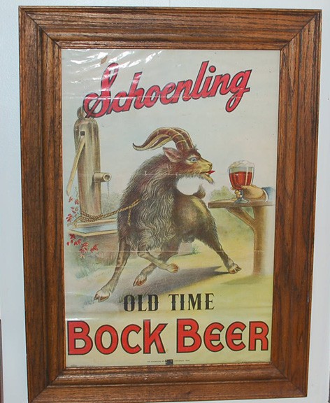 Schoenling Bock Lithograph at Breweriana.com