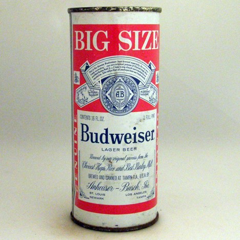 Budweiser Big Size Lager 226-22 at Breweriana.com