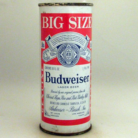 Budweiser Big Size Lager 226-22 at Breweriana.com