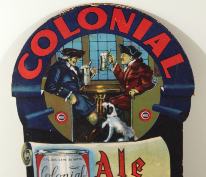 Colonial Ale Die-Cut Cardboard Sign at Breweriana.com