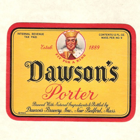 Dawson's Porter Beer Label at Breweriana.com