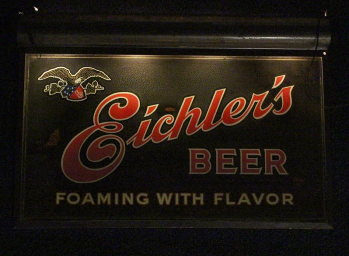 Eichler's Beer "Foaming With Flavor" Hanging Lamp at Breweriana.com