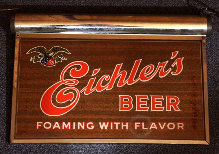 Eichler's Beer "Foaming With Flavor" Hanging Lamp at Breweriana.com