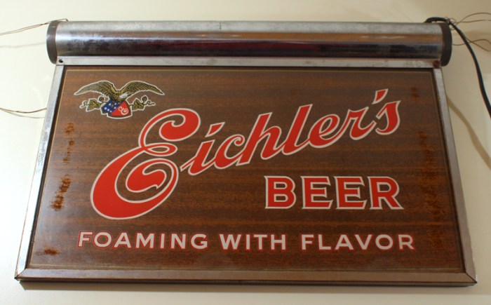 Eichler's Beer "Foaming With Flavor" Hanging Lamp at Breweriana.com