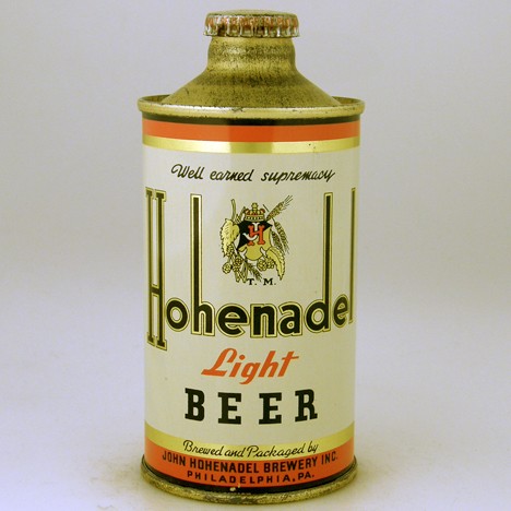 Hohenadel Light Beer 169-02 at Breweriana.com