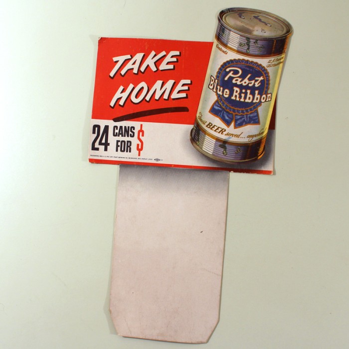 Pabst Blue Ribbon Beer Cardboard Sign at Breweriana.com