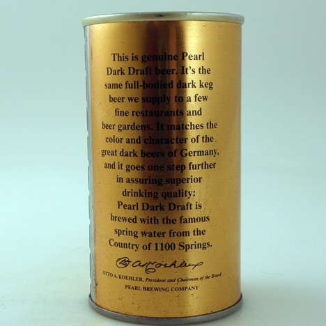 Pearl Dark Draft 107-39 at Breweriana.com